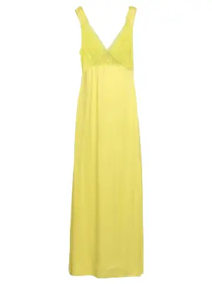 Topshop Viscose Maxi Slip Dress With Lace - Yellow