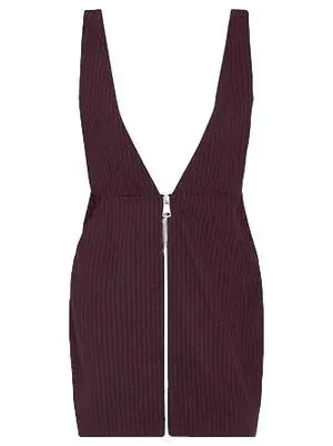 8 BY YOOX Striped Flannel Pinafore Mini Dress - Red