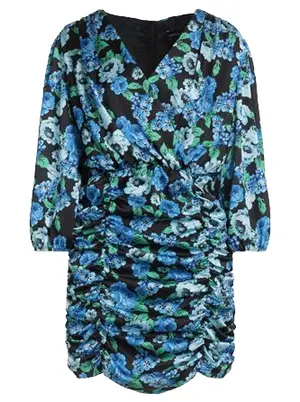 VANESSA SCOTT Floral-Print Mini Bodycon Dress Blue