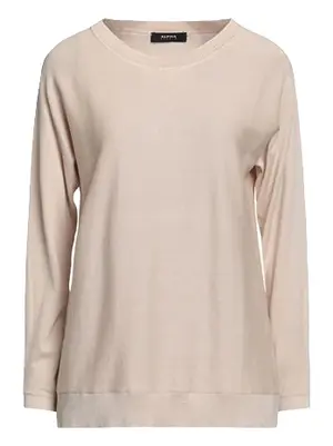 Alpha Studio Knitted Cotton-Cashmere Sweater Beige