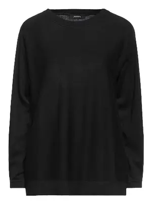 Alpha Studio Knitted Cotton-Cashmere Sweater Black