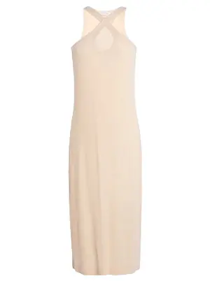 NINETY PERCENT Midi Bodycon Ribbed Dress - Beige