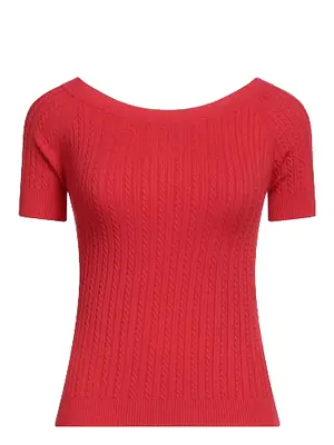 SOLOTRE Knitted Short Sleeve Top - Red