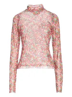 MSGM Floral-print Tulle Top - Red