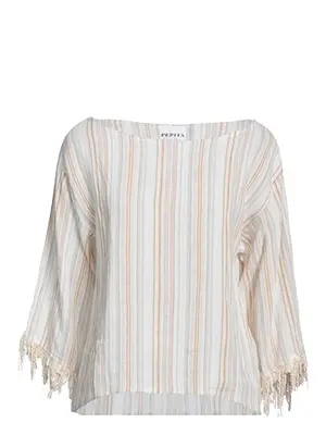 PEPITA Striped Top With Fringes - Beige