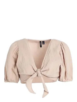Vero Moda Cotton Crop Top - Beige