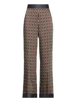 Sandro Floral Striped Satin Pants - Brown