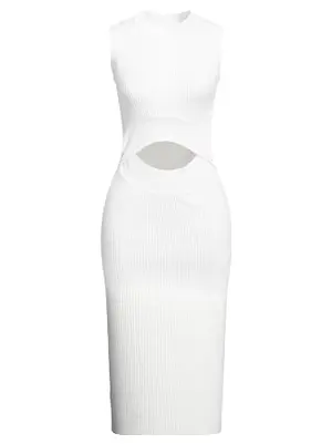 VICOLO Midi Knitted Bodycon Dress - White