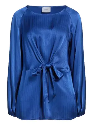 VICOLO Striped Bow-detailed Top - Blue