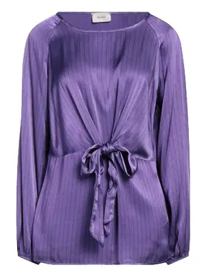 VICOLO Striped Bow-detailed Top - Purple