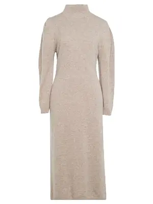 Ba&sh Midi Wool Blend Trapeze Dress Beige