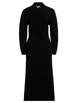 Ba&sh Midi Wool Blend Trapeze Dress Black