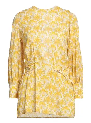 AGLINI Floral-print Crepe Top - Yellow