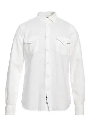 HANDPICKED Man Shirt White Size L Cotton, Linen