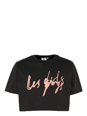 LES GIRLS LES BOYS X YOOX Scratchy Print Crop T-shirt T-shirt Charcoal Size Cotton - Grey