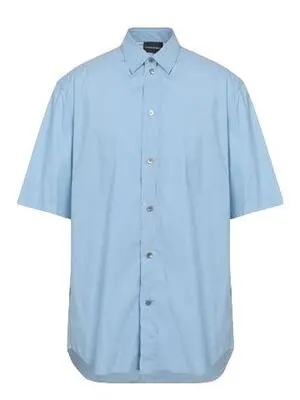 Emporio Armani Man Shirt Sky Blue Size M Cotton, Polyamide, Elastane Blue