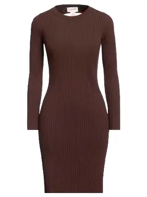 VICOLO Knitted Bodycon Mini Dress Brown
