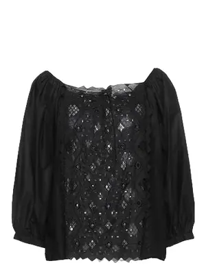 MANILA GRACE Woven Top - Black