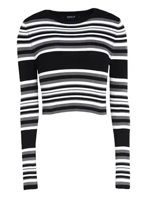 Only Striped Knit Sweater - Black
