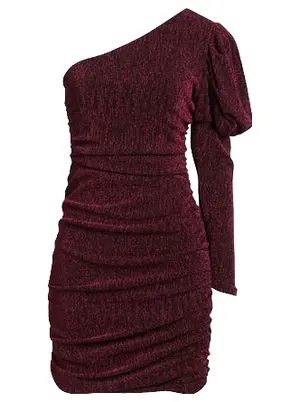 VANESSA SCOTT Mini One-Shoulder Dress Purple
