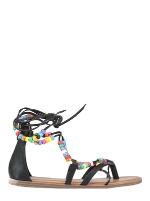 DIVINE FOLLIE Thong Sandals With Ankle Ties - Black