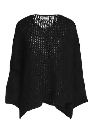 SPADALONGA Solid Round Neck Sweater - Black