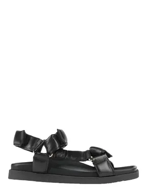 DOUCAL'S Leather Flat Sandals Black