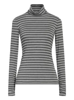 CARACTÈRE Striped Turtleneck T-Shirt Grey