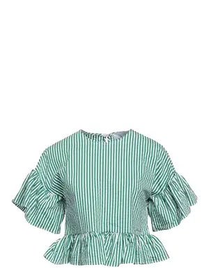 GAËLLE PARIS Cotton Peplum Top - Green