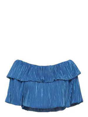 VANESSA SCOTT Ruched Woven Top Blue