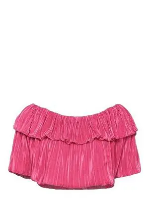 VANESSA SCOTT Ruched Woven Top Fuchsia