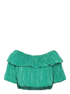 VANESSA SCOTT Ruched Woven Top Green