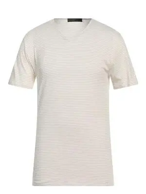 VNECK Man T-shirt Ivory Size L Cotton