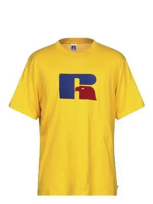 RUSSELL ATHLETIC Man T-shirt Pink Size S Cotton Yellow