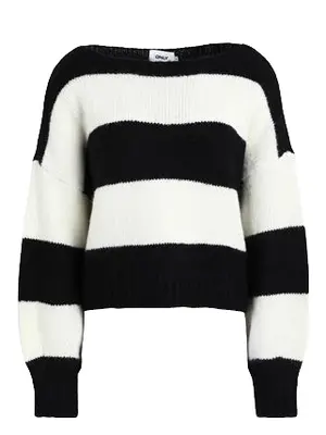 Only Striped Knit Sweater - Black