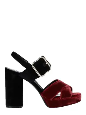 TWINSET Slingback Velvet Sandals - Red