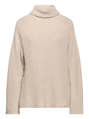 Alpha Studio Turtleneck Top In Recycled Wool Blend - Beige