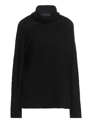 Alpha Studio Turtleneck Top In Recycled Wool Blend Black