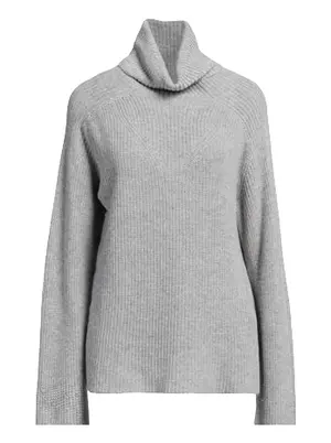 Alpha Studio Turtleneck Top In Recycled Wool Blend Grey