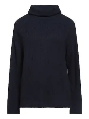 Alpha Studio Turtleneck Top In Recycled Wool Blend Navy Blue