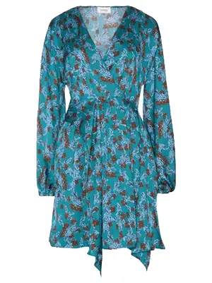 OTTOD'AME OTTOD'AME Floral-Print Crepe Mini Wrap Dress Green