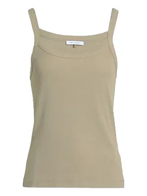 NINETY PERCENT Ava Stretch Organic Cotton Rib Tank Top - Green