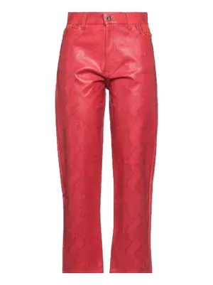 Beatrice B Snakeskin-print Coated Trousers - Red