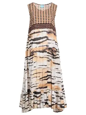 ICONIQUE Tiger-Print Woven Midi Dress