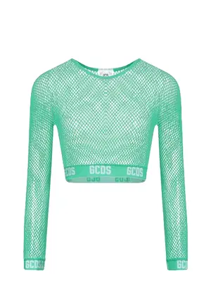 Gcds Cropped Jersey Top - Green