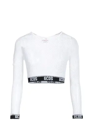Gcds Cropped Jersey Top White