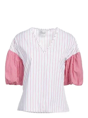 CROCHÈ Striped Woven Top - Red