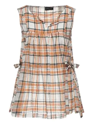 ROBERTO COLLINA Woven Tartan Top - Orange