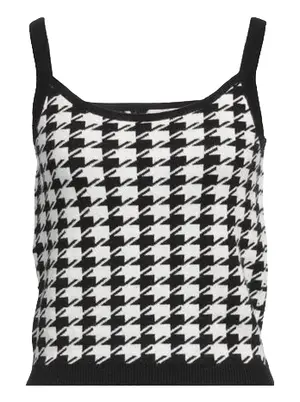 VICOLO Sleeveless Houndstooth Knit Top Black