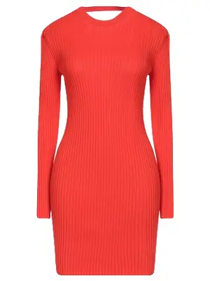 SEMICOUTURE Mini Bodycon Ribbed-knit Dress - Orange